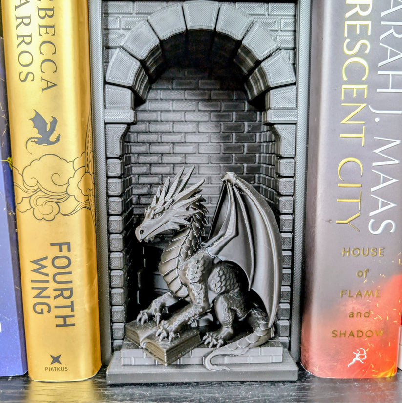 Dragon Book Nook | 3D Printed Bookshelf Insert | Black Gothic Fantasy ...